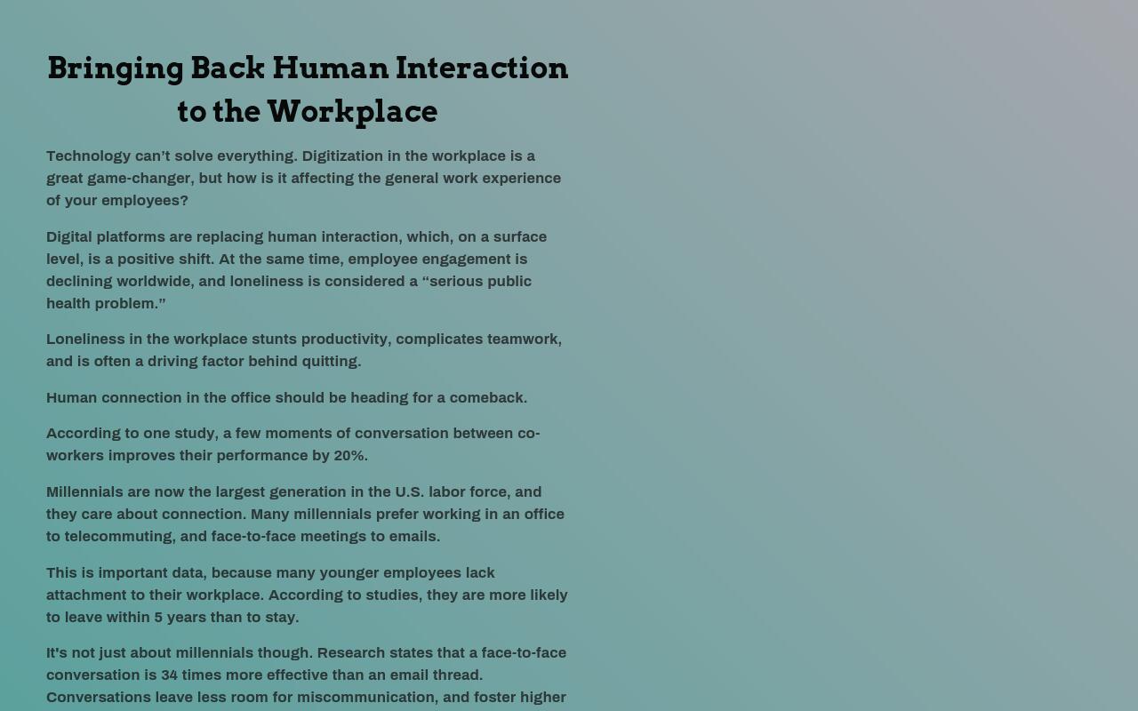 human interaction in the workplace